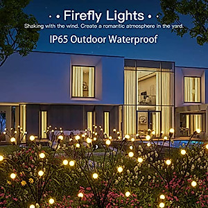 CRILEAL 8LED Solar Powered Firefly Lights,Solar Lights Outdoor Waterproof,Starburst Swaying Solar Firefly Lights, Firefly Garden Lights for Path Landscape Outdoor Decorative Lights White Warm 4Pack