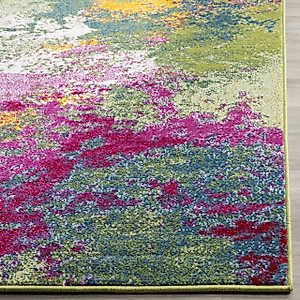 SAFAVIEH Watercolor Collection Area Rug - 8' x 10', Green & Fuchsia, Colorful Boho Abstract Design, Non-Shedding & Easy Care, Ideal for High Traffic Areas in Living Room, Bedroom (WTC697C)