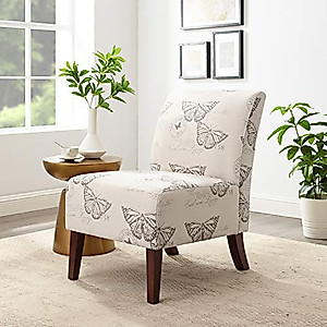Linon Butterfly, Dark Espresso Linen Lily Chair, 21.5" W x 29.5" D x 31.5" H