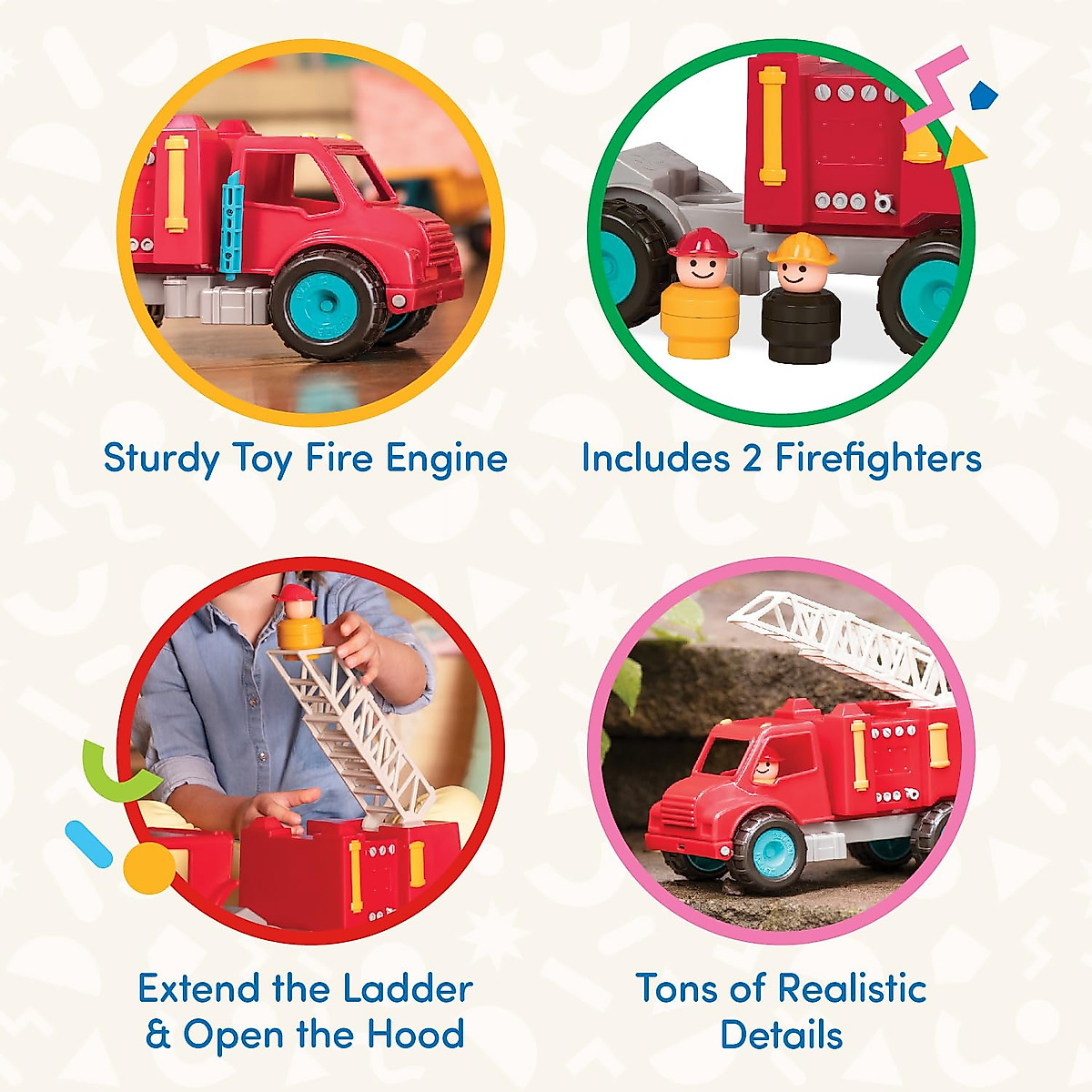 Battat – Toy Fire Truck & Figures – Classic Toddler Trucks – Red Fire Engine Toy – Soft Rubber Wheels – 18 Months + – Fire Engine