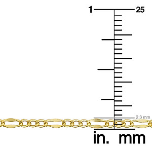 Kooljewelry 10k Solid Yellow Gold 2.3 mm Figaro Link Chain Necklace (20 inch)