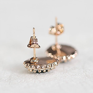 Gold Plated Oval Shaped AAAAA Australia Crystal with Clear Cubic Zirconia Stud Earrings Fashion Jewelry for Women (Rose Gold Sapphire)