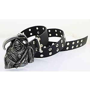 NORICAP Men And Women Metal Skull Head Leather Buckle Belt Waist Band Jeans Decorative Punk Belt