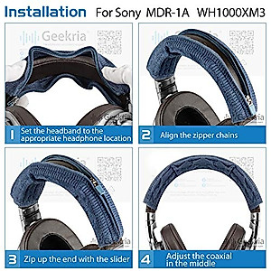 Geekria Knit Fabric Headband Pad Compatible with Sony WH1000XM3, WH1000XM2, MDR1000X, WHCH700N Headphone Replacement Headband/Headband Cushion/Replacement Pad Repair Parts (Blue)