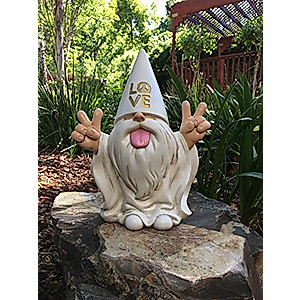 GlitZGlam Rocker Gnome – “George” – Peace and Love - This Gnome Brings Peace and Love to All and Your Fairy Garden and Gnome Garden 10 Inches Tall Garden Gnome Figurine