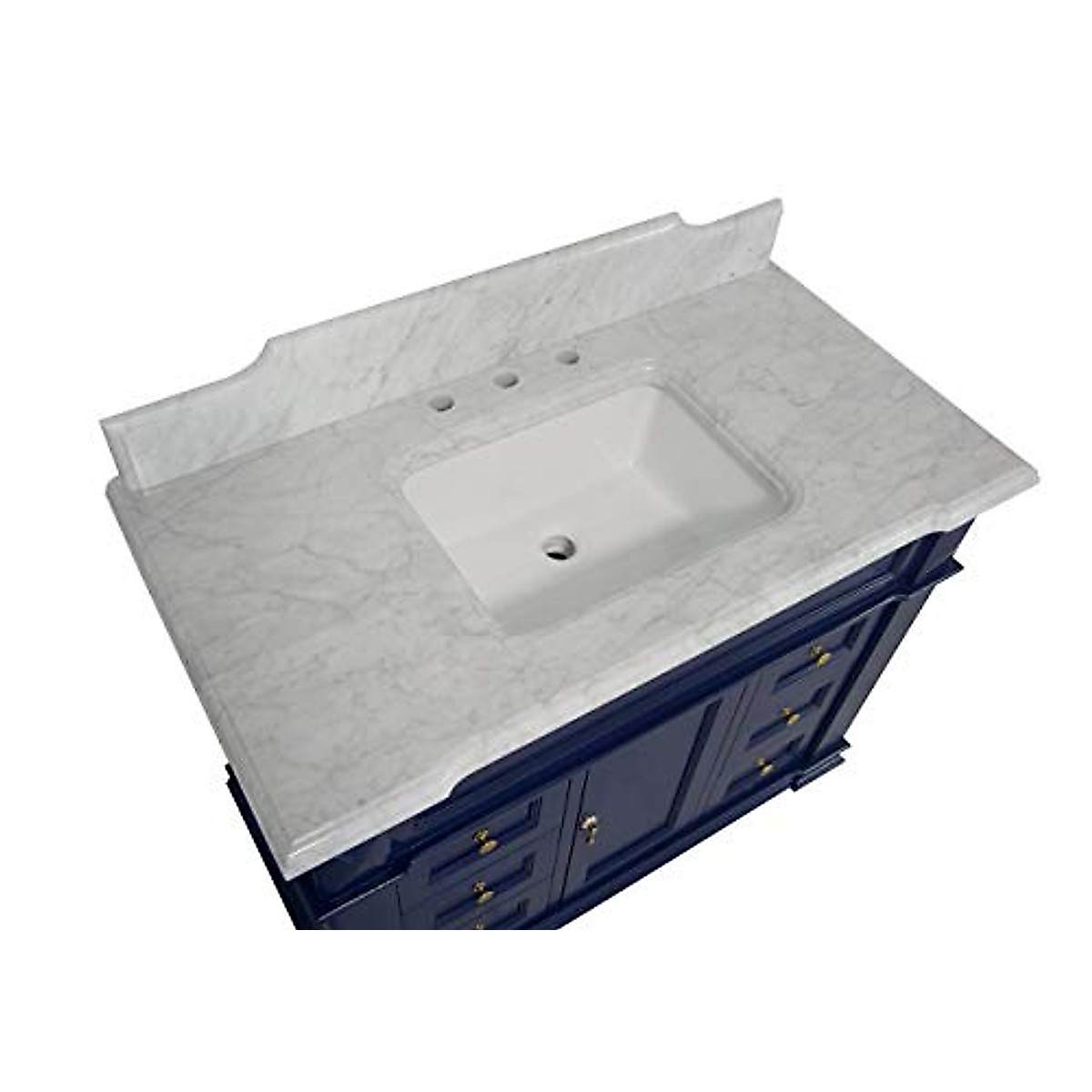 Elizabeth 42-inch Bathroom Vanity (Carrara/Royal Blue): Includes Royal Blue Cabinet with Authentic Italian Carrara Marble Countertop and White Ceramic Sink