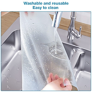 Puricon Non-Adhesive Shelf Liner, Non-Slip Clear Plastic Ribbed Liners for Refrigerator Pantry Cabinet Closet Drawer Desks Shelves Storage, BPA Free -12 Inch x 10 FT