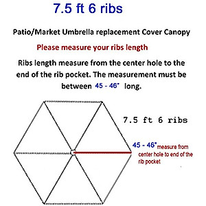 BELLRINO Decor Replacement Strong & Thick Patio Umbrella Canopy Cover for 7.5 ft 6 Ribs (Canopy Only) - Royal Blue