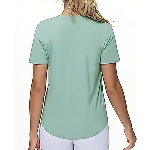 THE GYM PEOPLE Women's Workout Short Sleeve Breathable T-Shirts Athletic Yoga Tee Tops Light Green