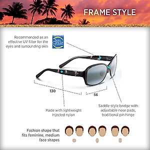 Maui Jim Women's Koki Beach Polarized Fashion Sunglasses, Black and Grey Tortoise/Neutral Grey, Medium