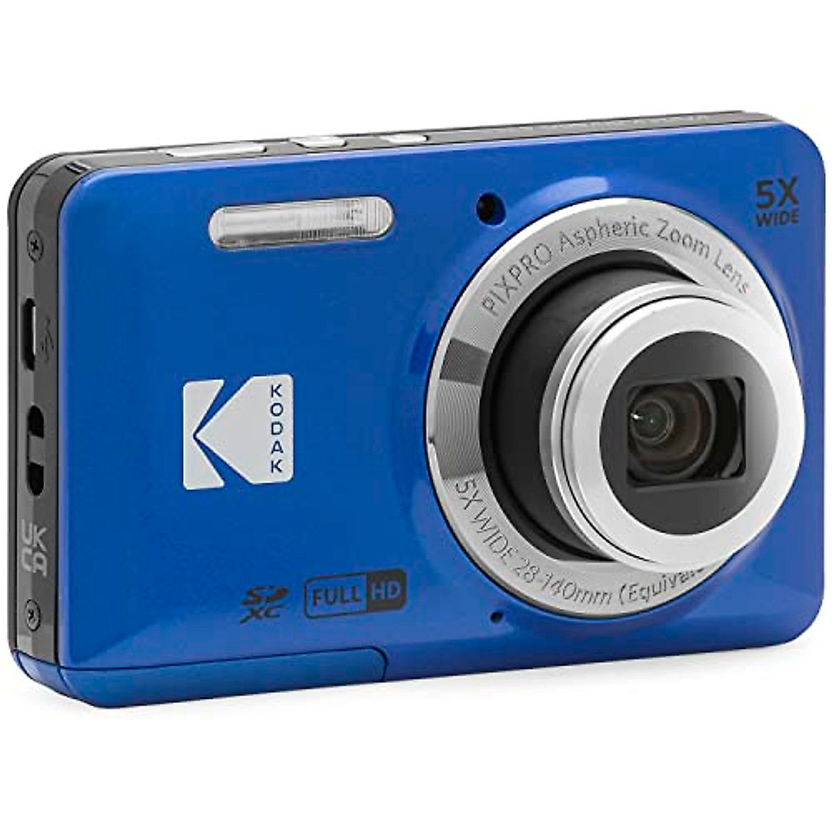 Kodak PIXPRO FZ55 Digital Camera, Blue Bundle with Lexar 32GB High-Performance 800x UHS-I SDHC Memory Card + Deco Photo Point and Shoot Field Bag Camera Case