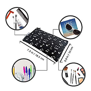 Tainada Shockproof Neoprene Zipper Sleeve Pouch Carry Bag for Phone, Stationery Pen Pencil, Cosmetic Makeup, Sunglasses, Travel Toiletry + One Cleaning Cloth (Music Theme Black)