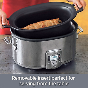 All-Clad Stainless Steel Electric Slow Cooker 7 Quart, Aluminum Insert, Programmable LCD Screen Digital Timer, SD700350, Silver