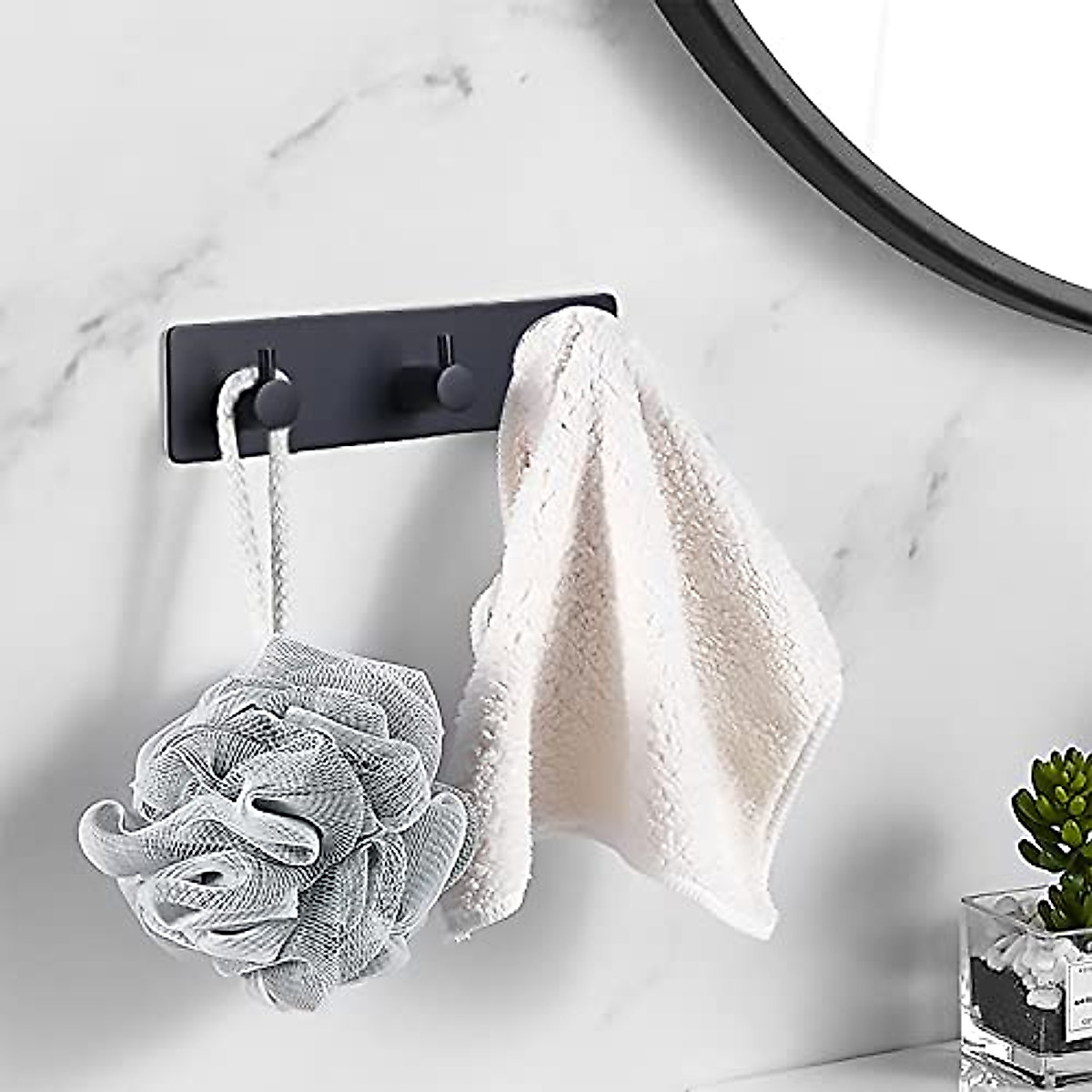 AXBUS Wall Mounted Key Holder,3 Key Hooks for Wall Decorative,Adhesive Key Organizer Key Hanger for Entryway, Kitchen, Bedroom,Bathroom - Black