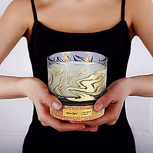 Scented Candles, Natural Soy Wax Candles for Home Scented, 2 Wicks Aromatherapy Candles with Wood Base, Large Candle for Decor Great Gifts,10 OZ - Sea Island Cotton