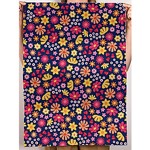 CENTRAL 23 Floral Wrapping Paper - Boho Wrapping Paper - 6 Sheets Blue Gift Wrap - Midnight Flowers - Hippie - Birthday Wrapping Paper For Women - Comes With Cute Stickers