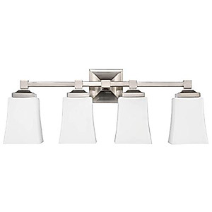 Linea di Liara Brighton 4 Light Bathroom Vanity Light Polished Chrome Bathroom Light Fixtures Over Mirror Modern Vanity Lighting Fixture with Frosted Glass Shade, UL Listed