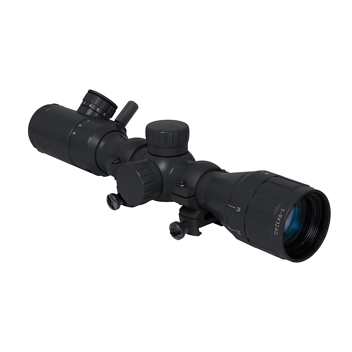 Monstrum 3-9x32 AO Rifle Scope with Illuminated Range Finder Reticle and Parallax Adjustment | Black