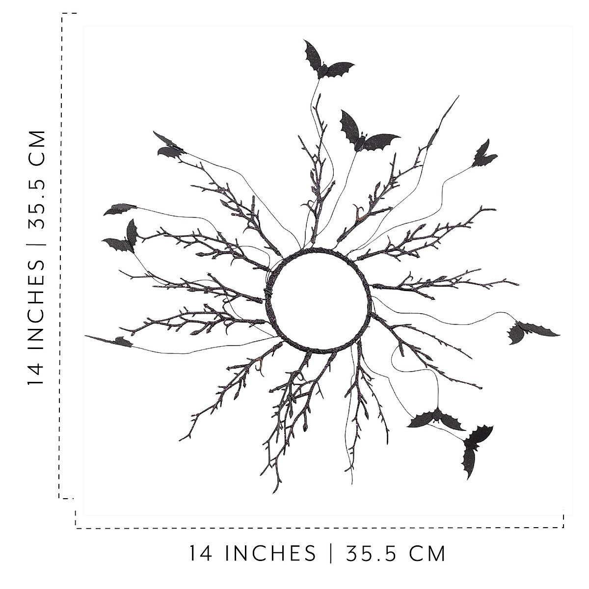 AuldHome Design Halloween Bat Candle Wreaths (2-Pack); Spooky Flying Bat Candle Rings Fall and Party Decor