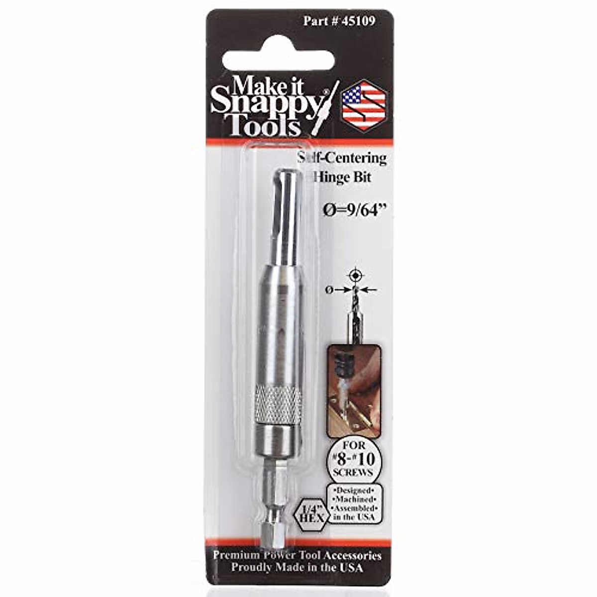 Snappy Tools 9/64 Inch Self-Centering Hinge Bit #45109