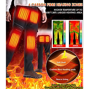 Axnol Heated Pants with 20000mAh Battery Pack Electric Heated Snow Hiking Pants Winter Softshell Outdoor Trousers (XL, Black)