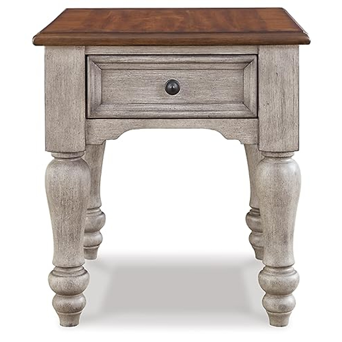 Signature Design by Ashley Lodenbay Classic Farmhouse End Table with 1 Drawer, Antique Gray & Brown