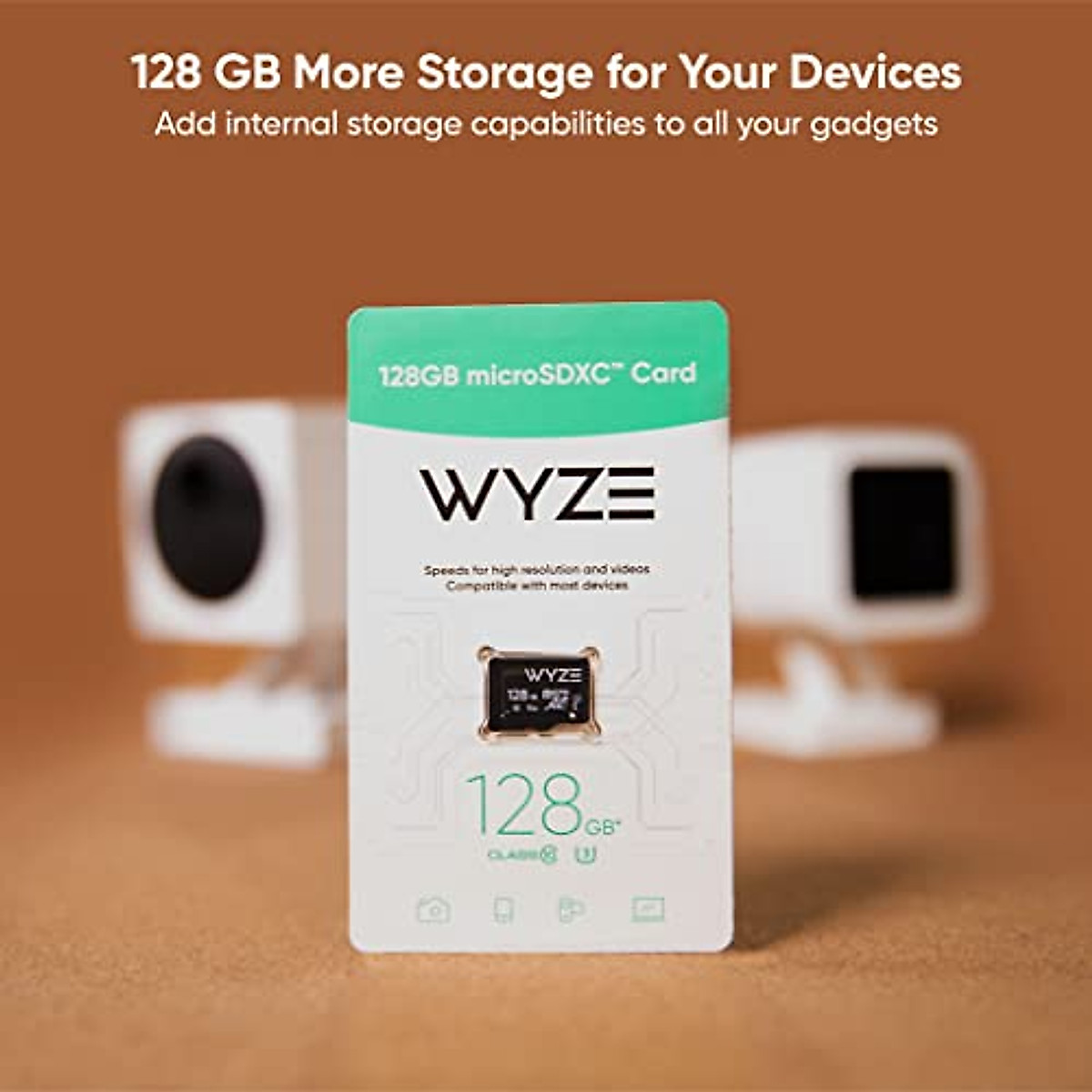 Wyze Expandable Storage 128GB MicroSDXC Card Class 10, Black