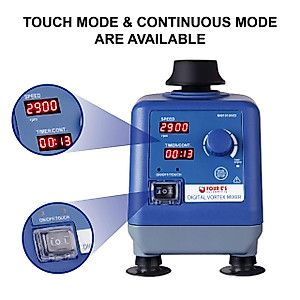 Laboratory Vortex Mixer, 0-3000RPM, LED Display Lab Vortex Shaker, Touch & Continuous Function, for Test Tubes Acrylic Paints Ink