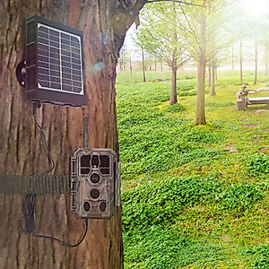Folgtek Solar Charger for Trail & Game Camera Monocrystalline Solar Panel Kit 3W 8000mAh Output 12V/1A, 9V/1.5A, 6V/2A, Input 5V IP66 Waterproof Portable Outdoor Rechargeable Power Supply with Bracket
