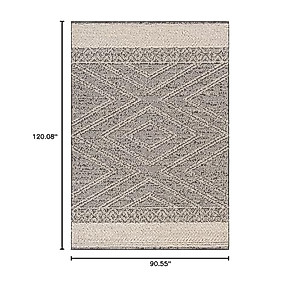 Hauteloom Areli Living Room, Bedroom Patio Outdoor Area Rug - Black, Gray, Beige - 7'10" x 10'