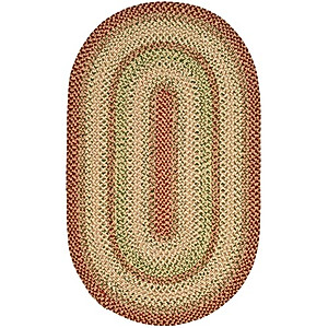 SAFAVIEH Braided Collection 2'6" x 4' Rust / Multi BRD303A Handmade Country Cottage Reversible Accent Rug