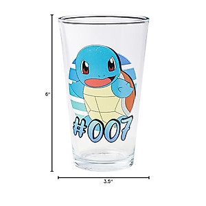 Silver Buffalo Pokemon Original Starters Charmander, Squirtle, Bulbasaur, and Pikachu 4pc. Pint Glass Set, 16 Ounces