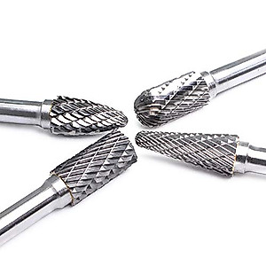 TJATSE 10Pcs Carbide Burrs Set Double Cut Solid Tungsten Carbide Rotary Burr Set 1/4 Inch Shank for Die Grinder Drill Engraving