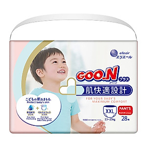 GOO.N Plus+ Pants XXL Size (up to 55 lb) Unisex 28 Count Japanese Pull-up Skin Comfortable Design, Made in Japan