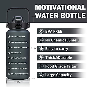 ST-YIBEN 64oz Large Motivational Water Bottle with Time Marker, Leakproof & BPA Free Half Gallon Big Water Bottle with Straw & Handle Tritan Frosted Water Jug for Women Men to Fitness,Gym,Sports