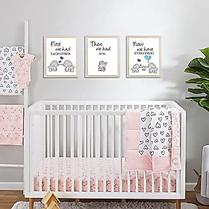 KAIRNE Elephant Nursery Canvas Wall Art ,Elephant Baby Stuff Set of 3(8X10inch,Framed)Family Inspirational Wall Art Elephant Wall Decor Baby Room Cute Animal Picture For Mom Gifts Baby Elephant Nursery Decor