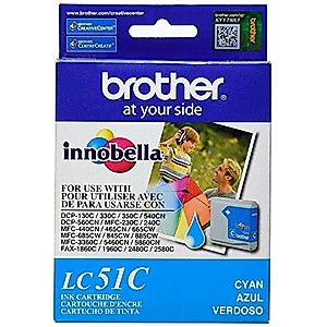 Brother LC51C OEM Ink - DCP 130 330C 350C FAX 1860 1960C 2480C 2580C MFC 230C 240C 440CN 465CN 665CW 685CW 845CW 885CW 3360C 5460CN 5860CN Cyan Ink (400 Yield) - Brother LC51C