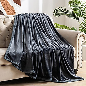 Cambividas Fleece Blanket, Twin Size Blanket, 330GSM, 66x90 Inches All Season Super Soft Cozy Warm Fuzzy Throw Blanket for Bed, Sofa, Travel, Camping, Dark Grey