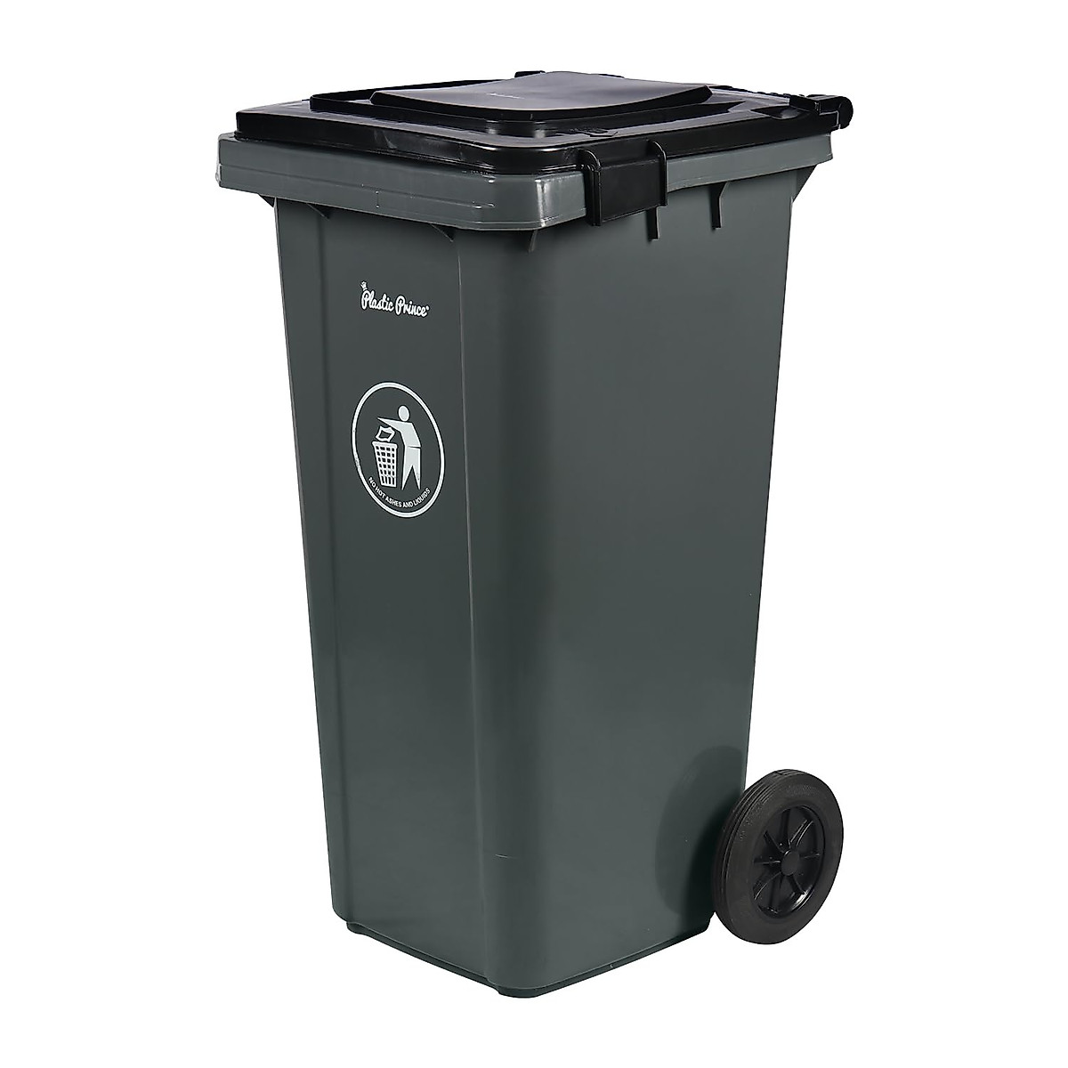 32 Gallon Large Outdoor Trash Can with Lid Snap-Lock - Outside Plastic Rolling Garbage Can and Wheels- Rollout Commercial Heavy-Duty Container Barrel