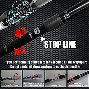 57" Retractable Snake Hook, IC ICLOVER Professional Reptile Grabber Snake Catcher, Aluminum Alloy Telescopping Snake Handling Tool with Stainless Steel Soft Grip, for Catching Controlling Moving Snake