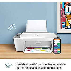 HP DeskJet 27 55e Inkjet All-in-One Color Printer I Print Copy Scan I Wireless & Mobile Printing I USB Connectivity I Up to 5.5 ppm I Up to 4800 x 1200 dpi + Printer Cable