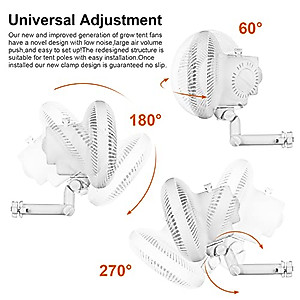 LINCHOC GARDEN Grow Tent Oscillating Fan,6 inch Copper Wire Motor Pole Mount monkey Fan for Grow Tents with 2 Speed 120v 25w Clip On (2 PACK)
