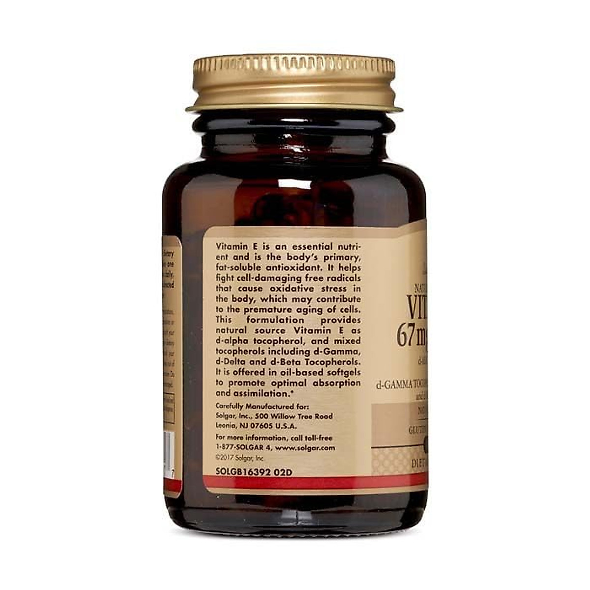 Solgar Vitamin E 67 mg (100 IU), 100 Mixed Softgels - Natural Antioxidant, Skin & Immune System Support - Naturally-Sourced Vitamin E - Gluten Free, Dairy Free - 100 Servings