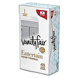 Vanity Fair Entertain Disposable Hand Towel, 45 Paper Hand Towels, Includes Holder (Holder Design May Vary)