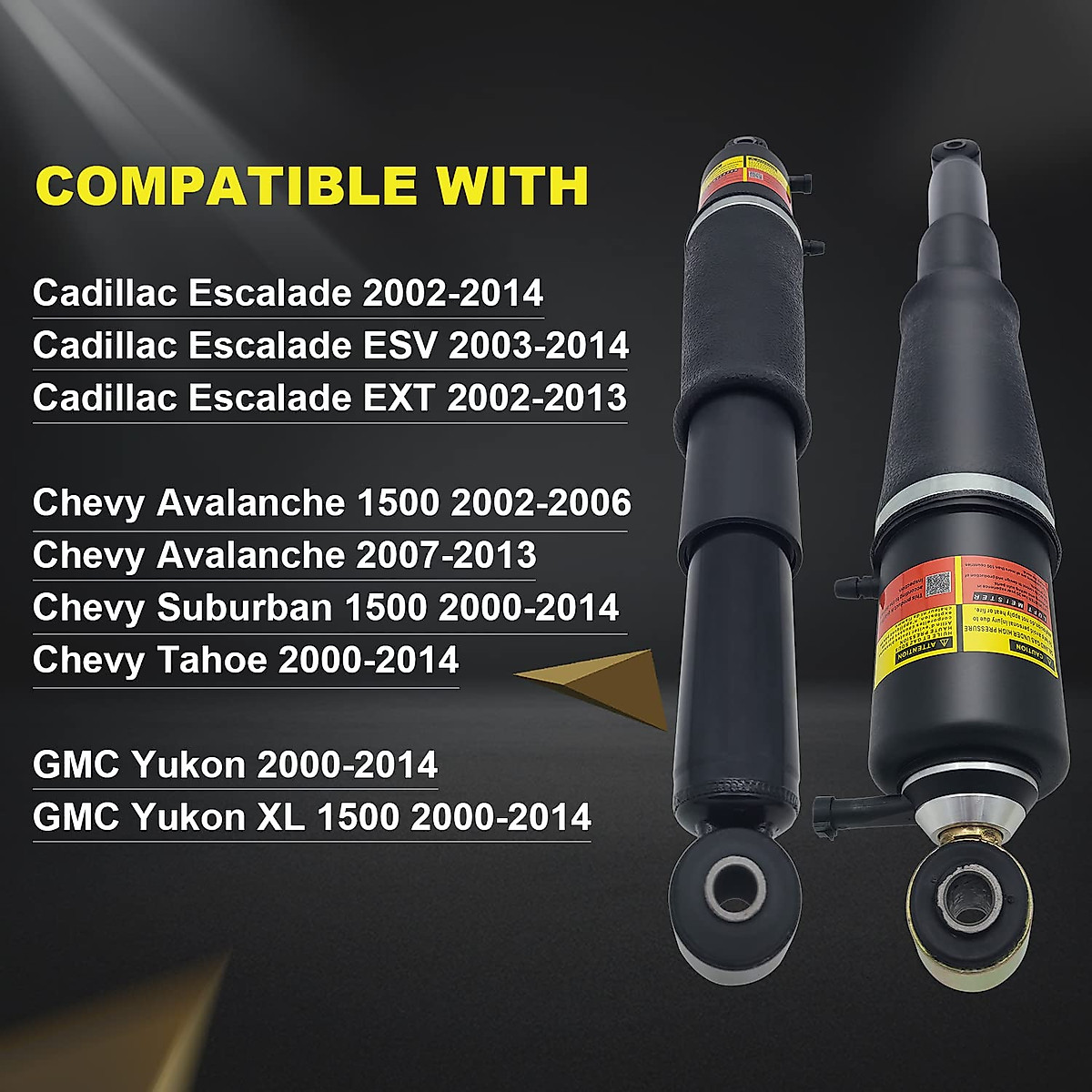 LUFT MEISTER 23487280 2 PCS Rear Air Shock Absorber Compatible with Escalade ESV EXT Chevy Suburban Tahoe Avalanche GMC Yukon XL 1500 19302786 25871432 580-1091