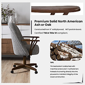 Chromcraft Caster Swivel Tilt Dining Chairs, Luxe Casual Wooden Arm All-Metal Pedestal Base Chairs with Rolling Wheels for Kitchen(Fonzo Marble-Walnut)