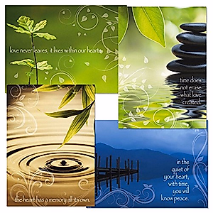 Thoughts of Peace Sympathy Greeting Cards - Set of 8 (4 Designs), Large 5" x 7", Sympathy Cards with Sentiments Inside, White Envelopes