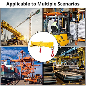 TROPOW Fork Mounted Adjustable Hoist Jib Boom Crane, Adjustable Telescopic Forklift Jib Boom Crane with Two 3 Tons Swivel Hooks, 6000 LBS Lift Capacity Forklift Crane for Warehouse or Factories