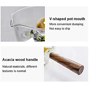 Nonstick Saucepan, Small Cooking Pot With Stay Wood Handle, Heat-Resistant Mini Simmer Pot For Pasta Noodle, Soup, Milk, Baby Food(600ml)