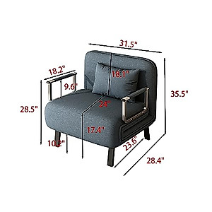 Haplized Convertible Chair Bed, Tri-Fold Sofa Bed with Adjustable Backrest & Pillow, Leisure Chaise Lounge Couch with Sturdy Steel Frame for Home & Office, Comfortable Sleeper Chair (31.5")